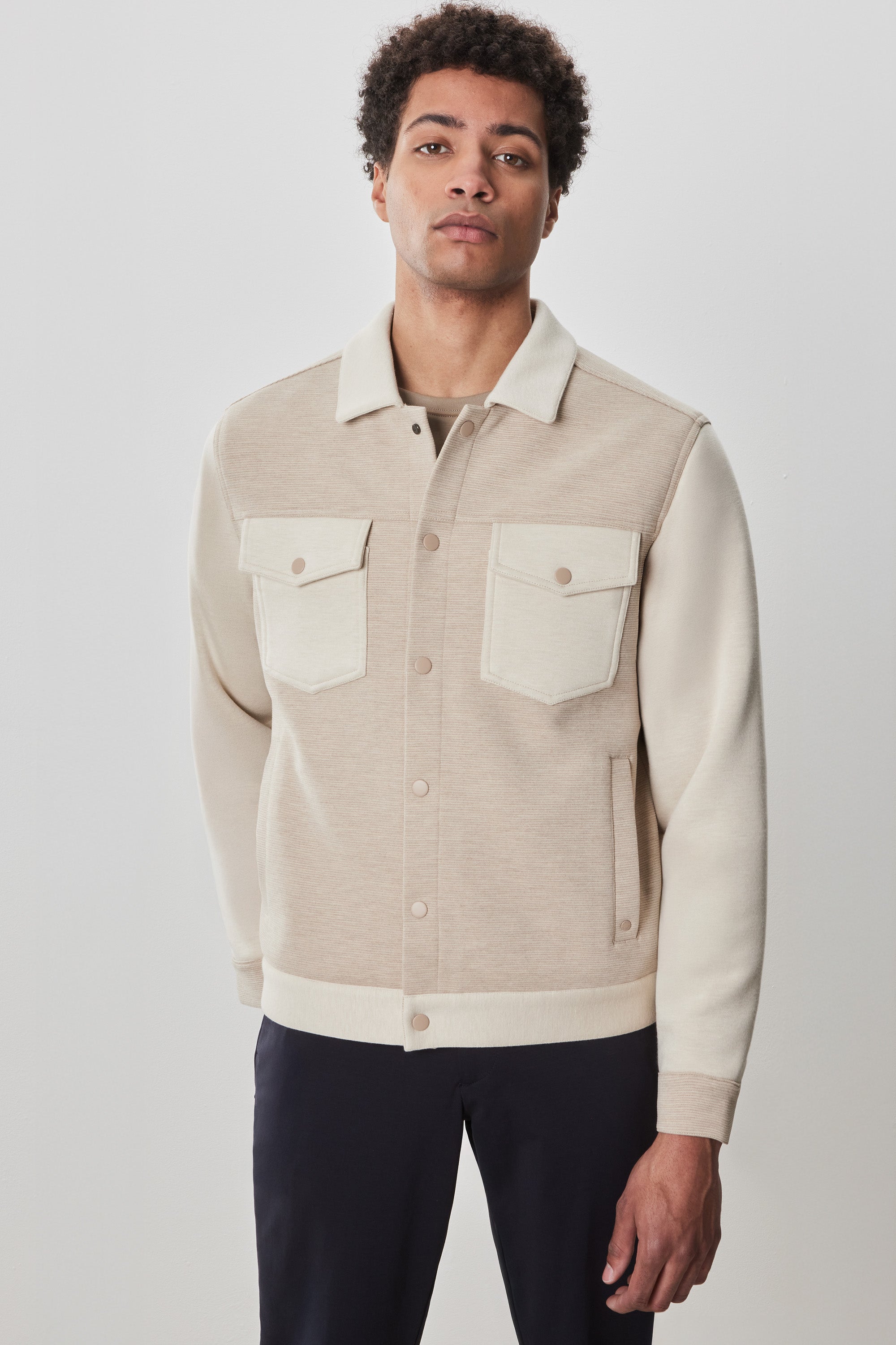 Isaak Snap Button Jacket - Tan | Robert Barakett