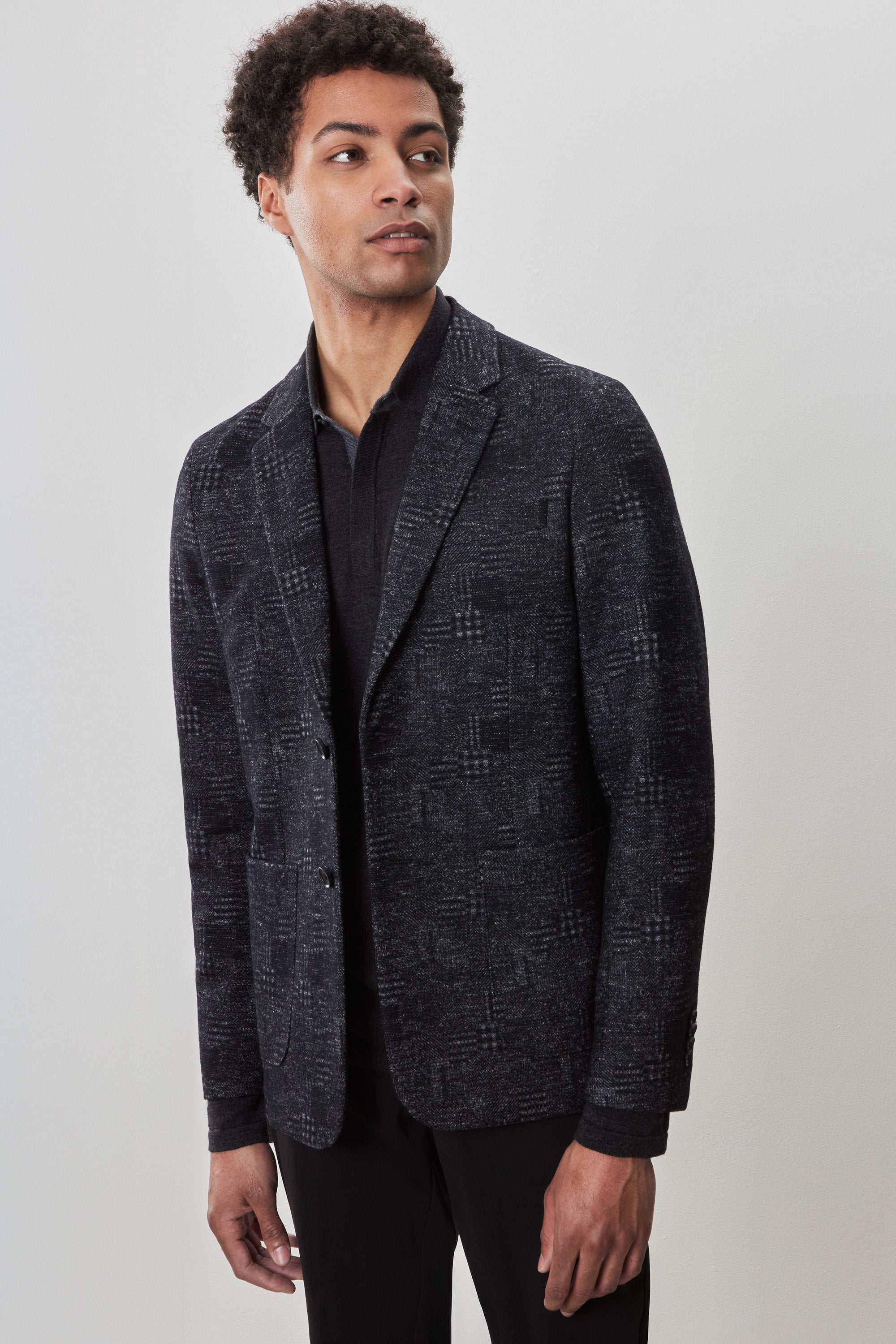 Murphy Jacquard Knit Sportcoat - Black | Robert Barakett